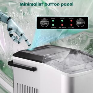 Bullet Ice Maker, 33 lbs/24H Counter Top Ice Maker, Portable Pellet with Self-Cleaning, 9 Cubes in 7-8 Mins, Ice Maker for Home, Office, Kitchen, RV