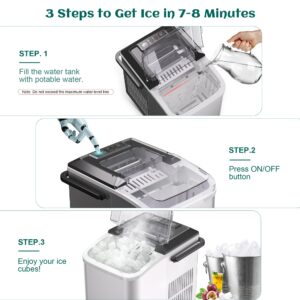 Bullet Ice Maker, 33 lbs/24H Counter Top Ice Maker, Portable Pellet with Self-Cleaning, 9 Cubes in 7-8 Mins, Ice Maker for Home, Office, Kitchen, RV