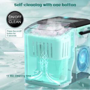 Bullet Ice Maker, 33 lbs/24H Counter Top Ice Maker, Portable Pellet with Self-Cleaning, 9 Cubes in 7-8 Mins, Ice Maker for Home, Office, Kitchen, RV