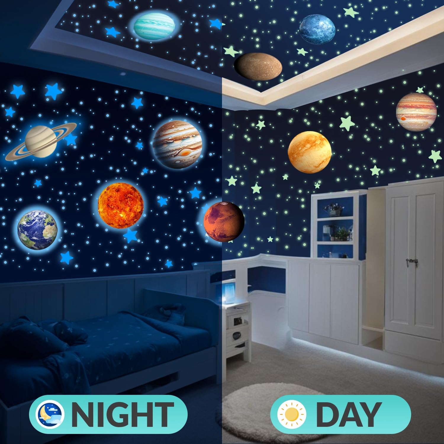 LUMOSX Glow in The Dark Stars for Ceiling - 534pcs Solar System Stickers Glowing Stars Planets & Constellation EBook Glow Stars for Ceiling Glow in The Dark Stars and Planets for Ceiling (Blue)