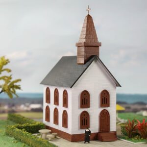 HO Scale Painted Assembled Model Church 1:87 Building for Model Railway Layout Diorama JZ8706