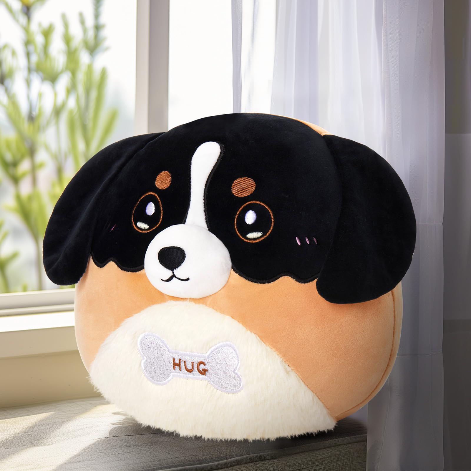 CozyWorld 12" Bernese Mountain Dog Plush Pillow, Cute Bernese Mountain Dog Stuffed Animal Soft Puppy Plush Toy Birthday Gifts for Women Boys Girls Pet Dog Lover, Black&Brown