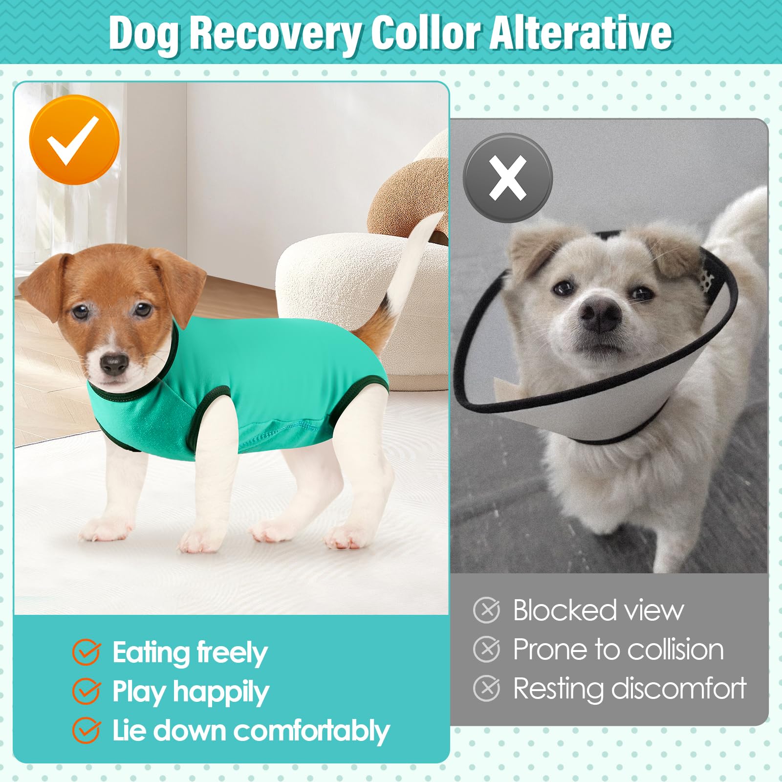 Due Felice 2 Packs Dog Surgery Recovery Suit Small Dogs Onesie for Surgery Female Male Dog Surgical Recovery Suit After Spayed Neuter Body Suit Anti-Licking Wounds Dog Cone Alternative