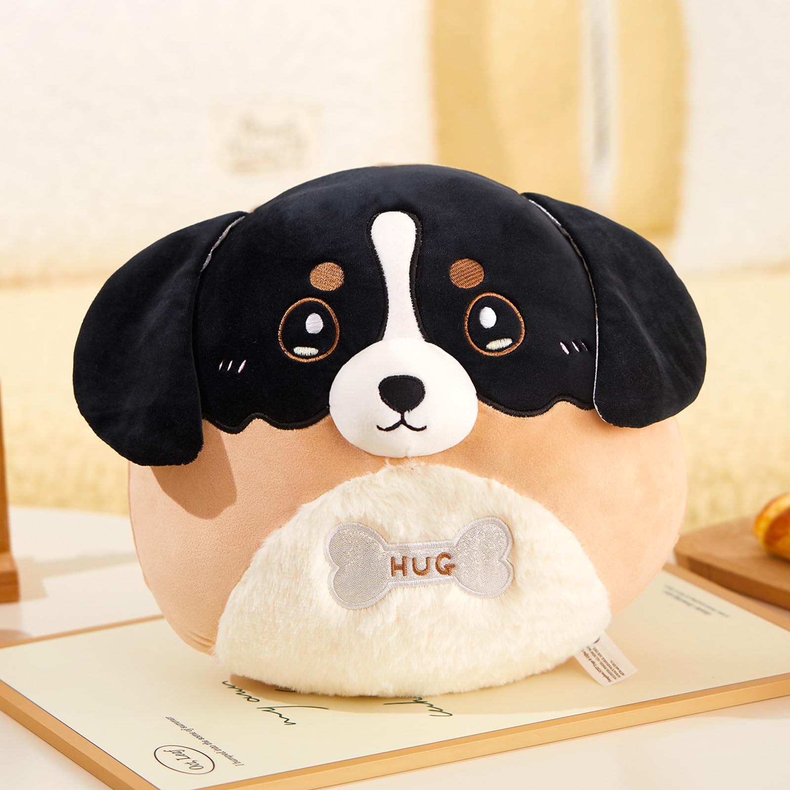 CozyWorld 12" Bernese Mountain Dog Plush Pillow, Cute Bernese Mountain Dog Stuffed Animal Soft Puppy Plush Toy Birthday Gifts for Women Boys Girls Pet Dog Lover, Black&Brown