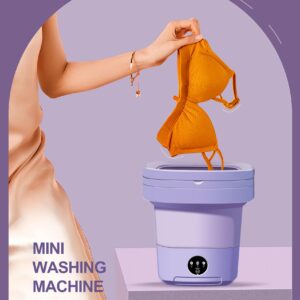 Mini Washing Machine 11L, Portable Washing Machine 3 Modes Deep Cleaning for Underwear, Baby Clothes or Socks, Mini Portable Washer Suitable for Apartments, Dorm, Camping, RV, Travel Laundry(Purple)