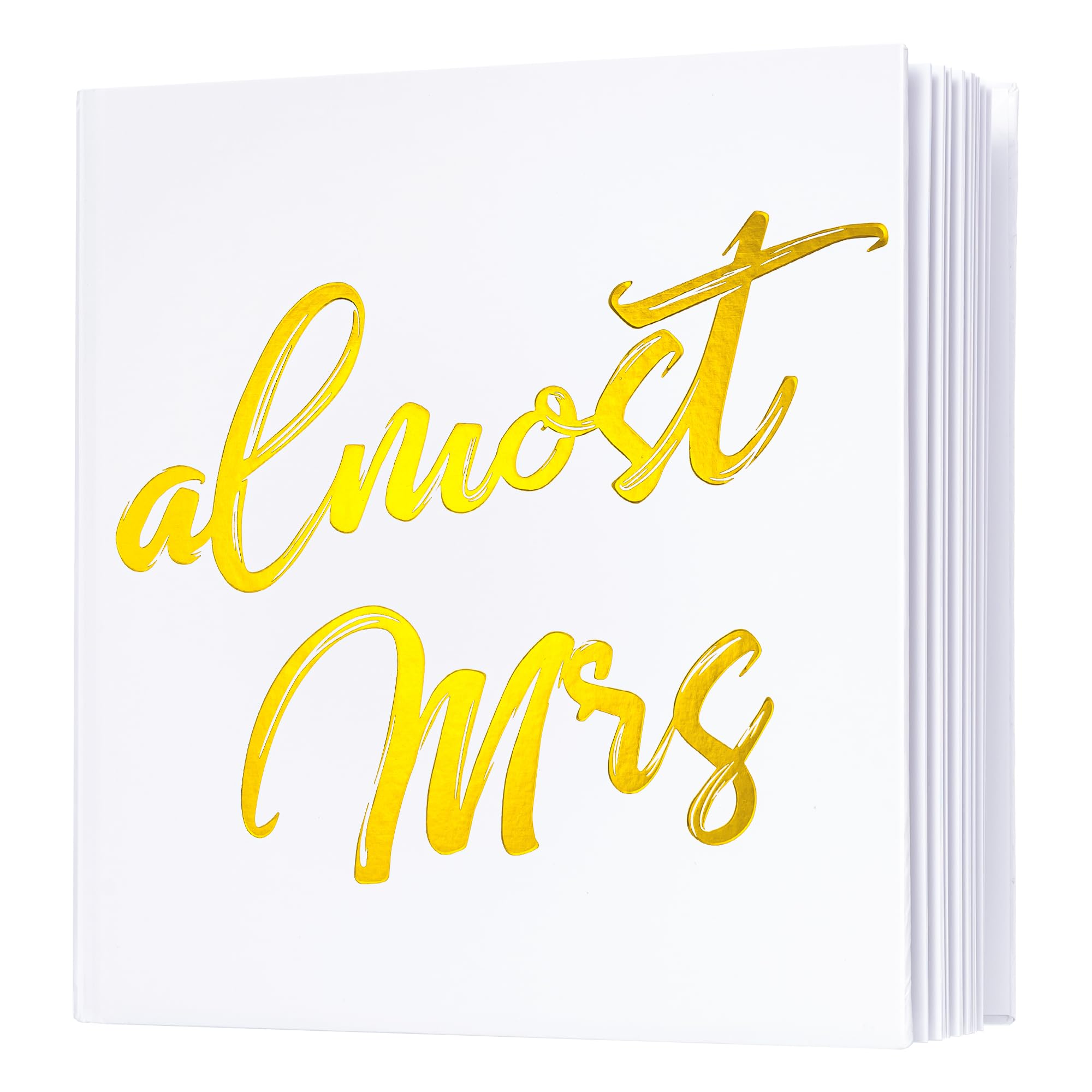 Calculs Almost Mrs Wedding Shower Guest Book Bachelorette Party Picture Book Polaroid 8.5” Square Bridal Blank Pages Guestbook White Cover Gold Gilding