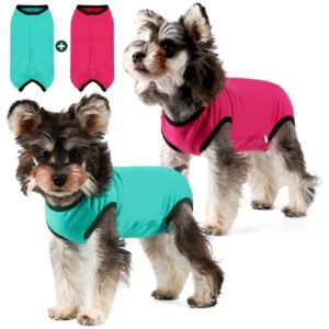 due felice 2 packs dog surgery recovery suit small dogs onesie for surgery female male dog surgical recovery suit after spayed neuter body suit anti-licking wounds dog cone alternative