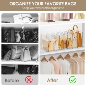 DoubleCare Adjustable Purse Organizer for Closet, Clear Handbag Organizers for Closets, Purse Bag Dividers for Closet, Purse Holder, Bookshelf for Bedroom, Office,8LAYER…