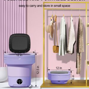 Mini Washing Machine 11L, Portable Washing Machine 3 Modes Deep Cleaning for Underwear, Baby Clothes or Socks, Mini Portable Washer Suitable for Apartments, Dorm, Camping, RV, Travel Laundry(Purple)