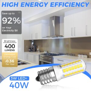 TOBEGLAM E17 LED Bulb Dimmable,3W Microwave Oven Light,40W Appliance Bulb Equivalent,6000K Cool White,E17 Intermediate Base Light Bulb for Stove Top,Appliance,Range Hood,Pack of 2