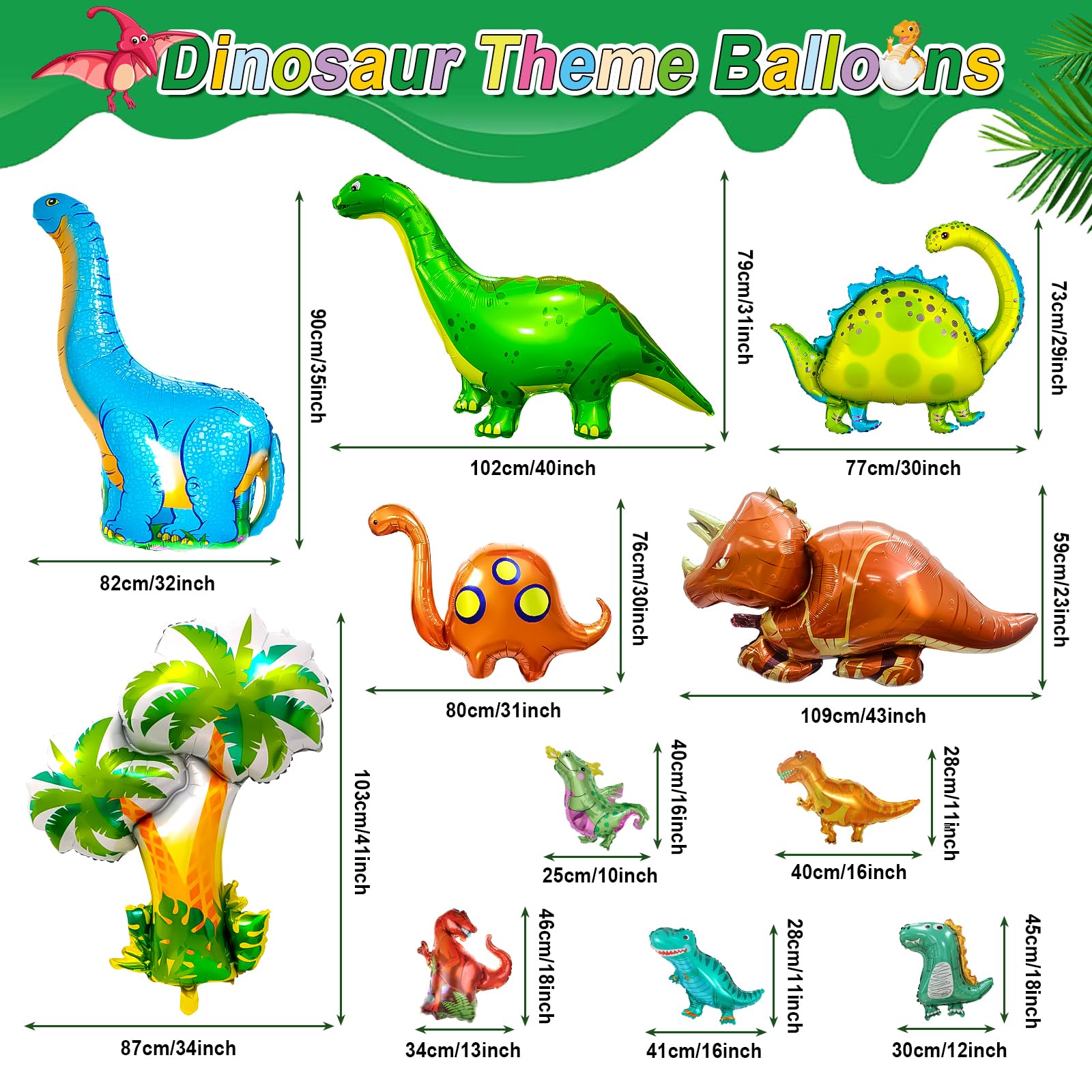 HJINGY Dinosaur Birthday Decorations, Dinosaur Party Decorations for Kids, Dinosaur Balloons Arch Garland Kit Includes Foil Balloons Happy Birthday Banner Curtains for Baby Shower Dino Themed Party