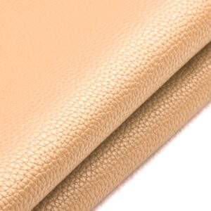 HGUAN Soft PU Lichee Pattern Faux Leather Fabric 36 "X 53"(91cm X 135cm), Used for Furniture Renovation, Leather Sofas, Leather Goods, and Handmade DIY Crafts Projects (Apricot Color)