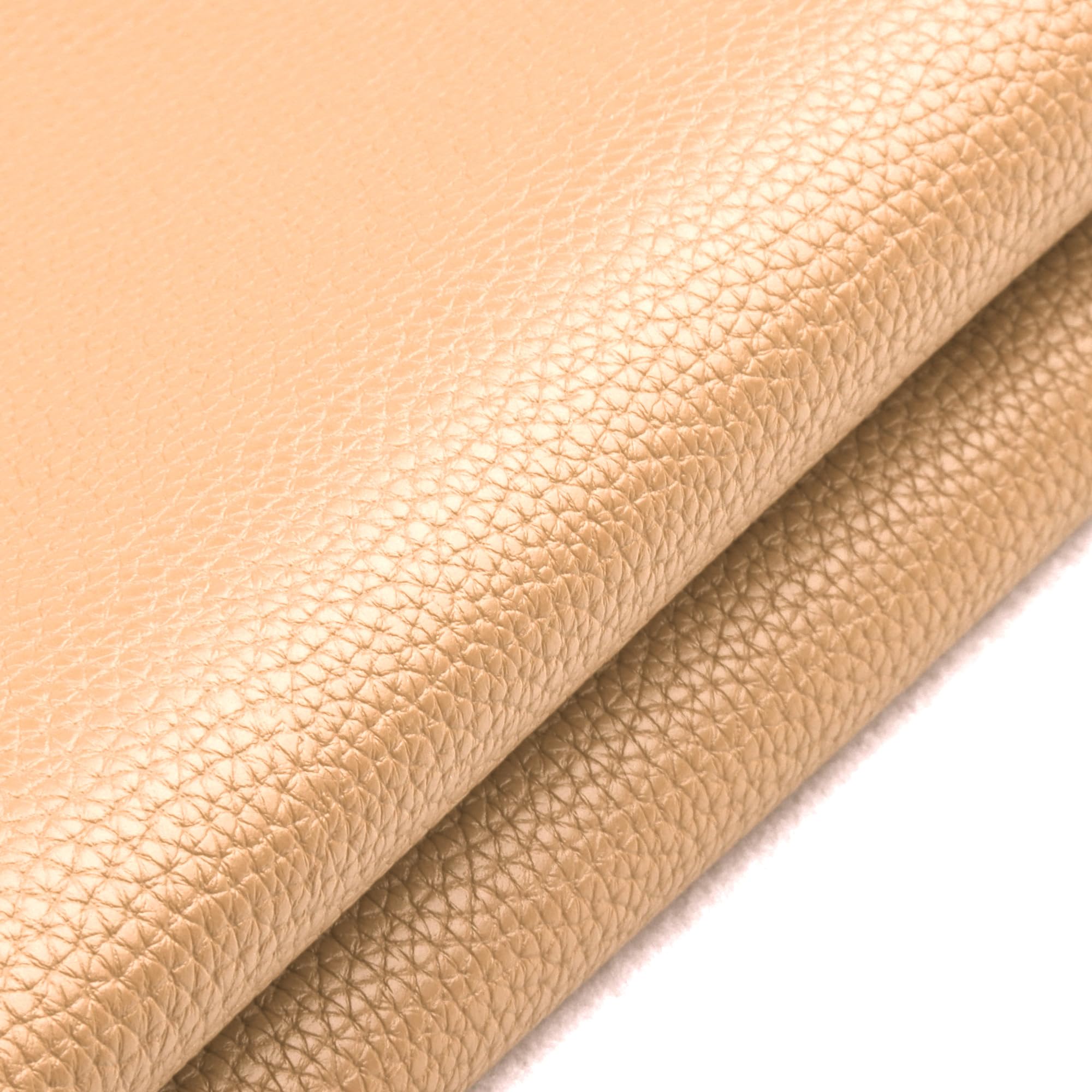 HGUAN Soft PU Lichee Pattern Faux Leather Fabric 36 "X 53"(91cm X 135cm), Used for Furniture Renovation, Leather Sofas, Leather Goods, and Handmade DIY Crafts Projects (Apricot Color)