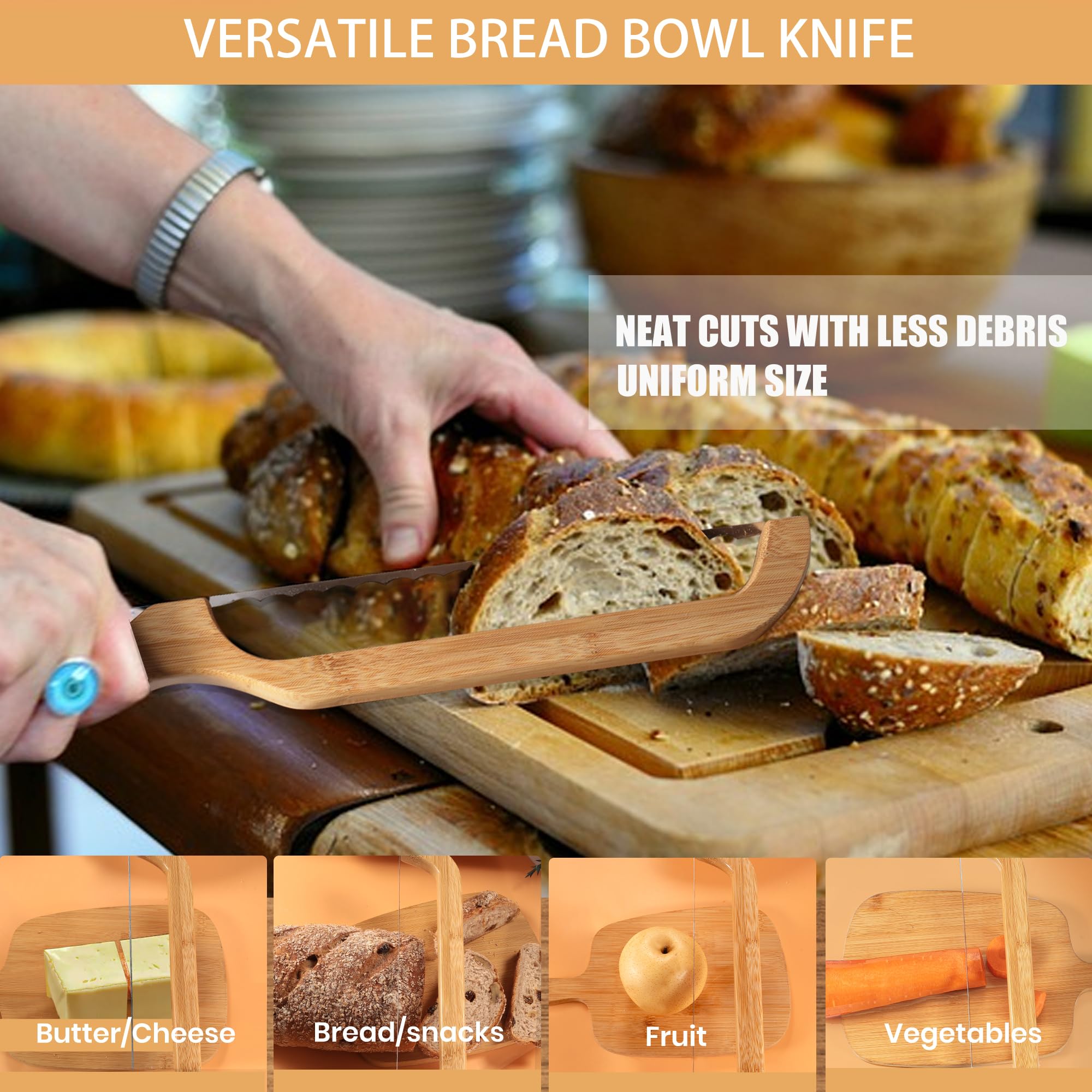 DVIIDO Bread Knife for Homemade Bread, 16" Sourdough Bread Knife Easy to Cutting Premium Stainless Steel Serrated Bread Cutter for Sourdough Bread Baguettes and More