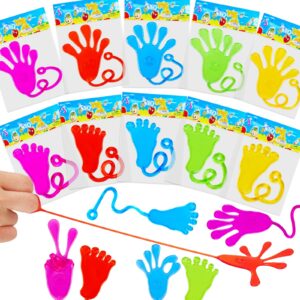 24pcs sticky hands feet for kid party favor goodie bag stuffer treasure box toy classroom prize student return gift bag stuff bulk toy pinata filler elementary school small favor slap hand supplies