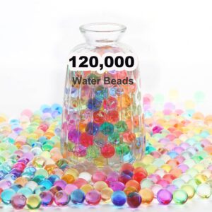 witcolor 120,000 water gel beads for vases fillers, rainbow clear water jelly beads for floating pearls, floating candles, wedding centerpiece and home decor