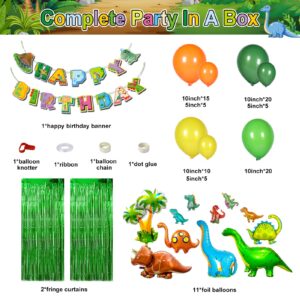 HJINGY Dinosaur Birthday Decorations, Dinosaur Party Decorations for Kids, Dinosaur Balloons Arch Garland Kit Includes Foil Balloons Happy Birthday Banner Curtains for Baby Shower Dino Themed Party