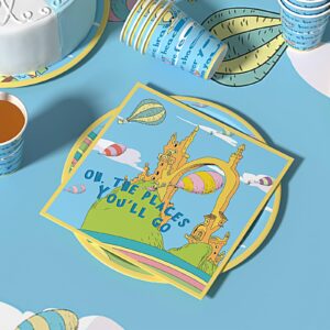 Oh The Places You' ll Go Decorations Dr Seuss Graduation Party Decorations Oh The Places You'll Go with Dinner Plates, Napkins, Cups, Tablecloth for Kindergarten Graduation Party Supplies Serves 24