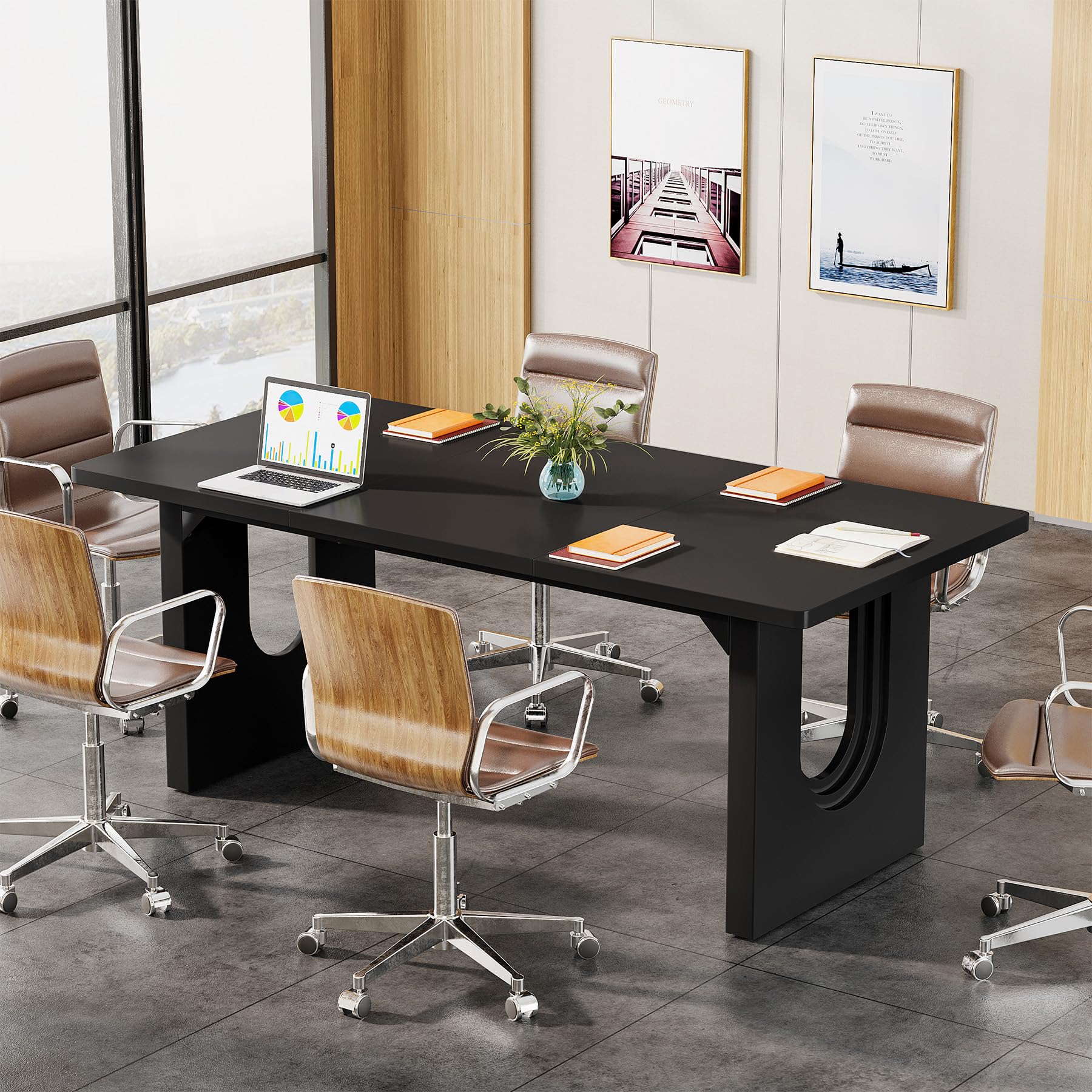 Tribesigns Modern Executive Desk, 70.9" Large Office Computer Desk, Conference Table Meeting Room Table, Simple Workstation Business Furniture for Home Office, Black