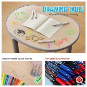 UNICOO Kids Table and Chairs Set - Toddler Table and Chair Set, Kids Study Table, Kids Play Table with 2 Chairs, Graffiti Desktop, Classroom/Daycare/Home, Children Multi-Activity Table for Ages 2-10