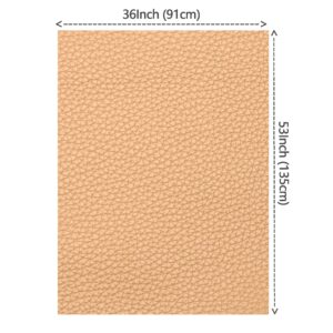 HGUAN Soft PU Lichee Pattern Faux Leather Fabric 36 "X 53"(91cm X 135cm), Used for Furniture Renovation, Leather Sofas, Leather Goods, and Handmade DIY Crafts Projects (Apricot Color)