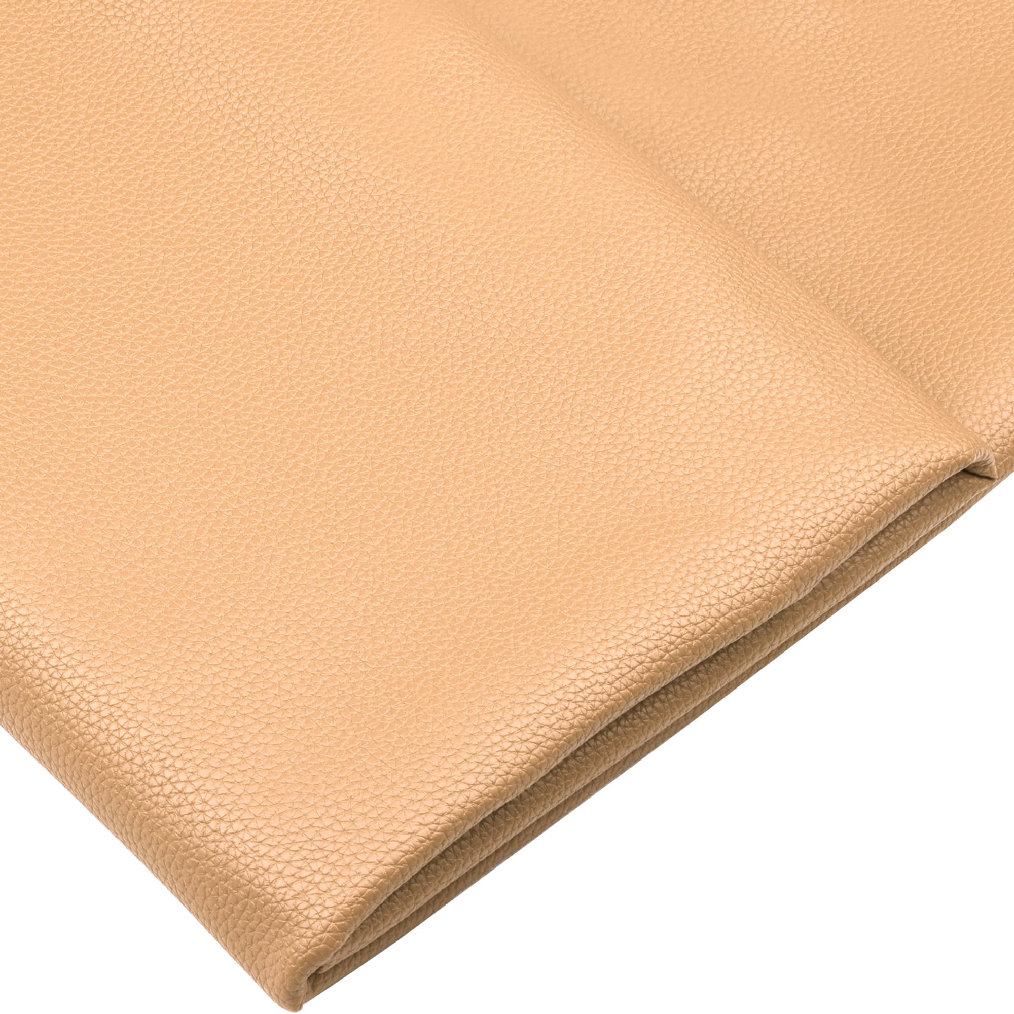 HGUAN Soft PU Lichee Pattern Faux Leather Fabric 36 "X 53"(91cm X 135cm), Used for Furniture Renovation, Leather Sofas, Leather Goods, and Handmade DIY Crafts Projects (Apricot Color)