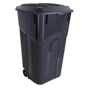 dameinv 32 gallon wheeled heavy duty plastic garbage can, attached lid, black