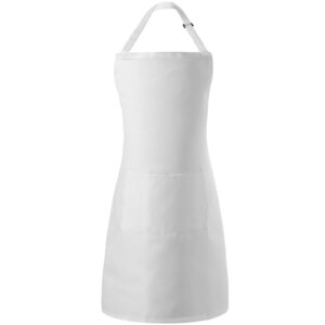 Tosewever Chef Apron Hat Set, Adjustable Bib Apron with 2 Pockets Chef Costume Apron for Women Men Father Kitchen Cooking (White)