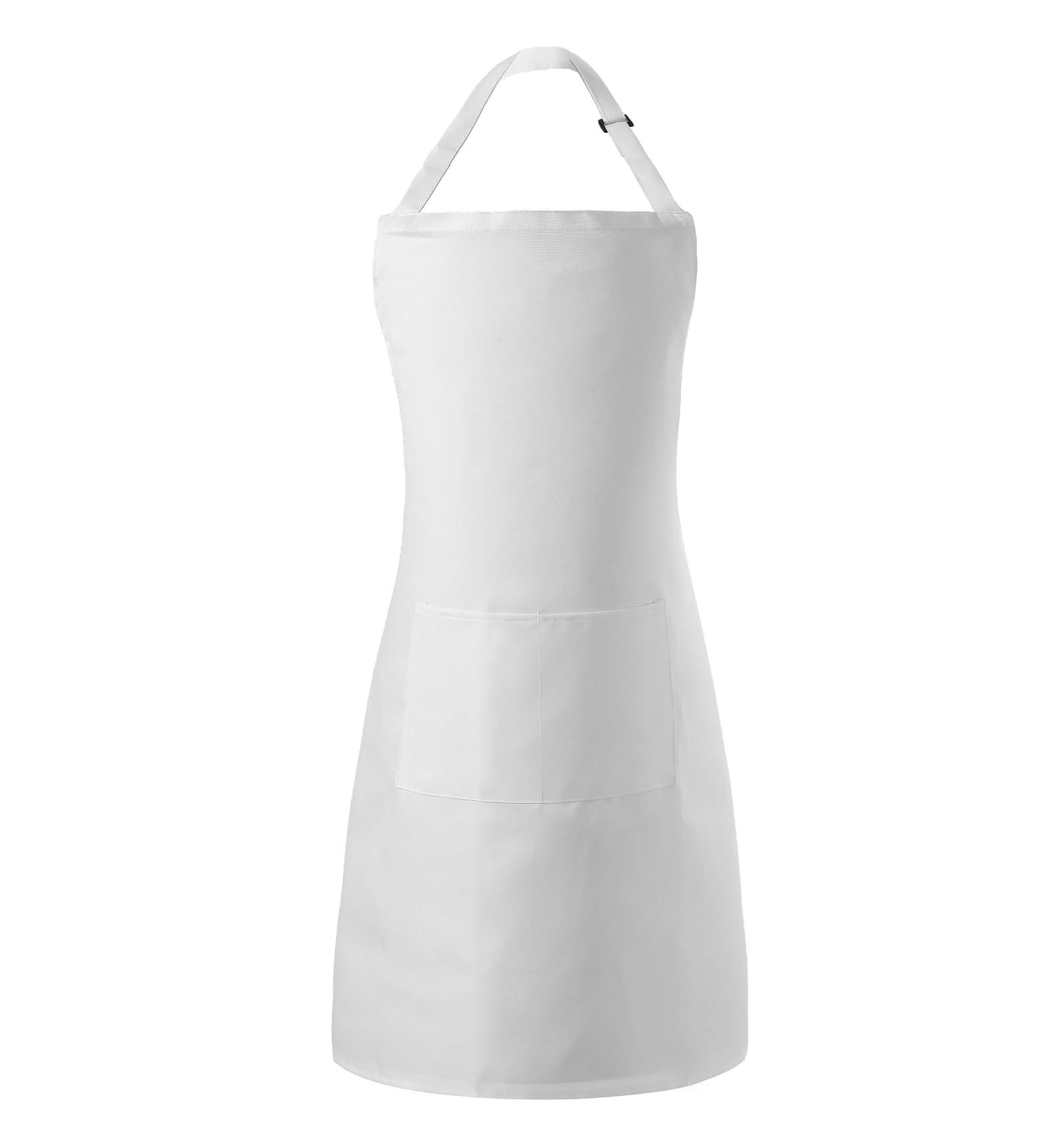 Tosewever Chef Apron Hat Set, Adjustable Bib Apron with 2 Pockets Chef Costume Apron for Women Men Father Kitchen Cooking (White)