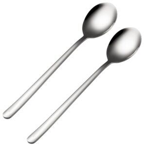 spoons, korean spoons with long handles, 2 pieces soup spoons stainless steel, rice spoon, asian soup spoon, for home, kitchen, or restaurant