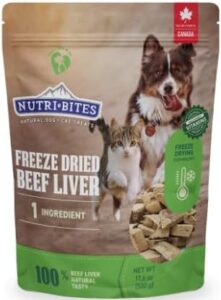 generic nutri bites freeze dried beef liver treats for dogs & cats - high-protein, grain free, easy to digest - proudly made in canada - 500g / 17.6oz