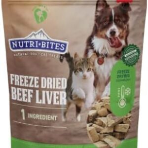 Generic Nutri Bites Freeze Dried Beef Liver Treats for Dogs & Cats - High-Protein, Grain Free, Easy to Digest - Proudly Made in Canada - 500g / 17.6oz