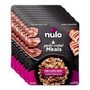 nulo gently-cooked meals complete and balanced adult wet dog food, pork & apple, 9 ounce, 8 count