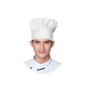 Tosewever Chef Apron Hat Set, Adjustable Bib Apron with 2 Pockets Chef Costume Apron for Women Men Father Kitchen Cooking (White)