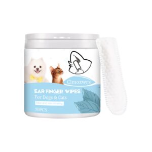 clmozwrs ear finger wipes for dogs & cats - gently remove ear wax, debris sooths relieve ear - 50 count