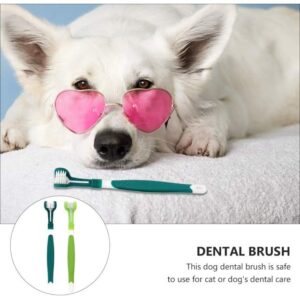 YuanHolumid Dog Toothbrush, Triple Headed Toothbrush Dog Toothbrush for Pet Dental Care Health Supplies