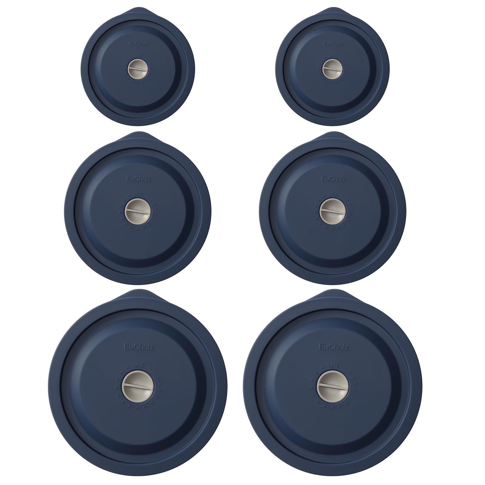 Replacement Lids for Pyrex 7200-PC 2 Cup and 7201-PC 4 Cup and 7402-PC 6/7 Cup, Silicone Round Storage Cover Lid for Anchor Hocking Glass Bowl 6 Pack Dark Blue