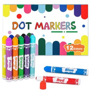 dosewart dot markers for kids, 12-color bingo daubers, washable bingo markers for kids drawing coloring, arts and crafts supplies dot paint marker set