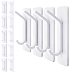 eueasy towel hooks, 10 pack coat hooks for hanging up to 15 lbs, adhesive hook for shower, bathroom, kitchen- wall hooks stick on glass door, mirror, tiles