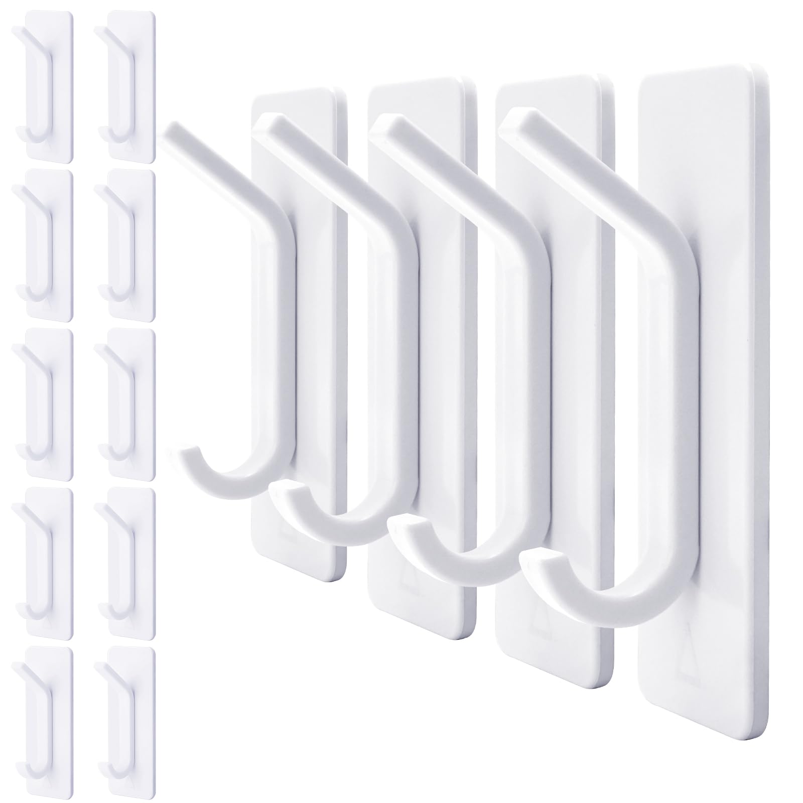 Eueasy Towel Hooks, 10 Pack Coat Hooks for Hanging up to 15 lbs, Adhesive Hook for Shower, Bathroom, Kitchen- Wall Hooks Stick on Glass Door, Mirror, Tiles