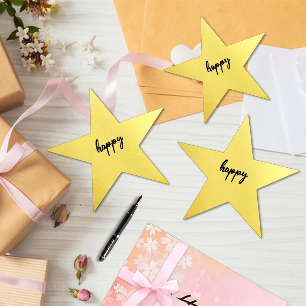 Star Cutouts, 11Inch Gold Star Cutouts, 24Pcs Double Printed Star Cardboard Cutout, Glitter Large Paper Star Decorations for Graduation Classroom Wall Wedding Movie Night Bulletin Board Party Supplies