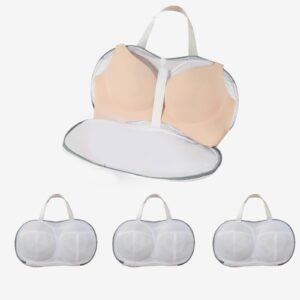 3pcs bra washing bags for laundry, bra washer protector for laundry,lingerie bags for washing delicates fits for a-c cups bras（gray）