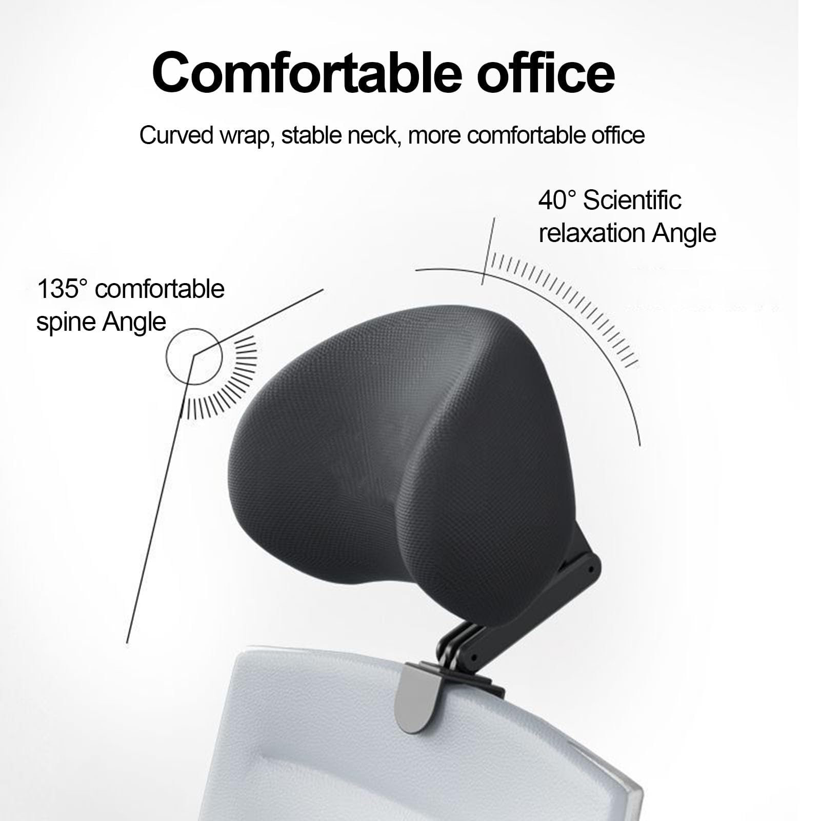 Upholstered Headrest for Ergonomic Office Chair Black Office Chair Headrest Attachment Universal Chair Head Support Cushion, Elastic Sponge Head Pillow Adjustable Height and Angle