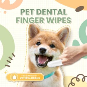 Dental Wipes for Dogs Teeth, Dog Teeth Cleaning Wipes, Dog Dental Care Wipes, Pet Dental Finger Wipes, Dog Toothpaste and brush, Cat Toothbrush, Reduce Plaque and Tartar, Freshen Breath,50 Counts