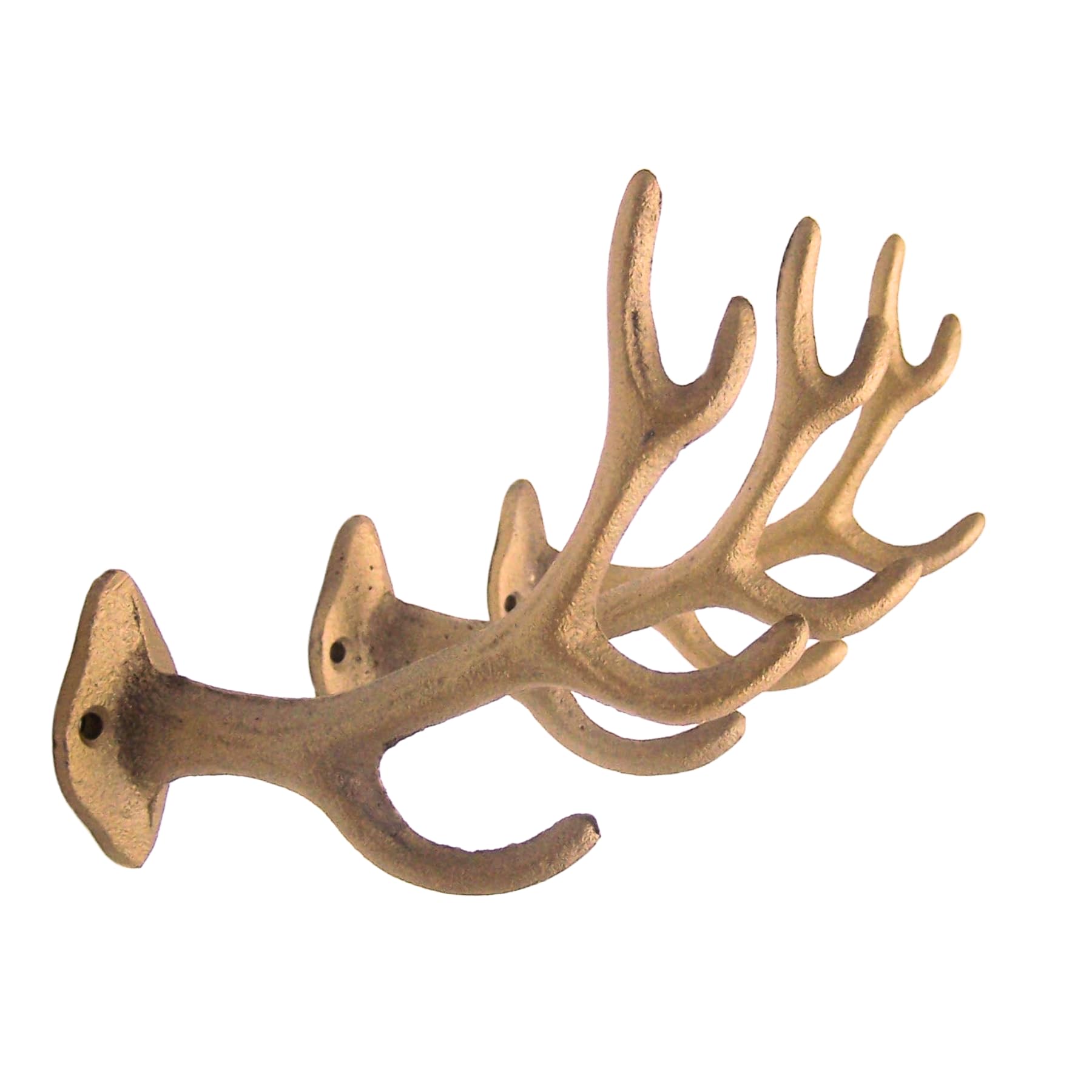 Wowser Antler Wall Hooks, Set of 3, Wall Mounted Decoration, Rustic Decor, 5.5 Inches (Gold Toned)