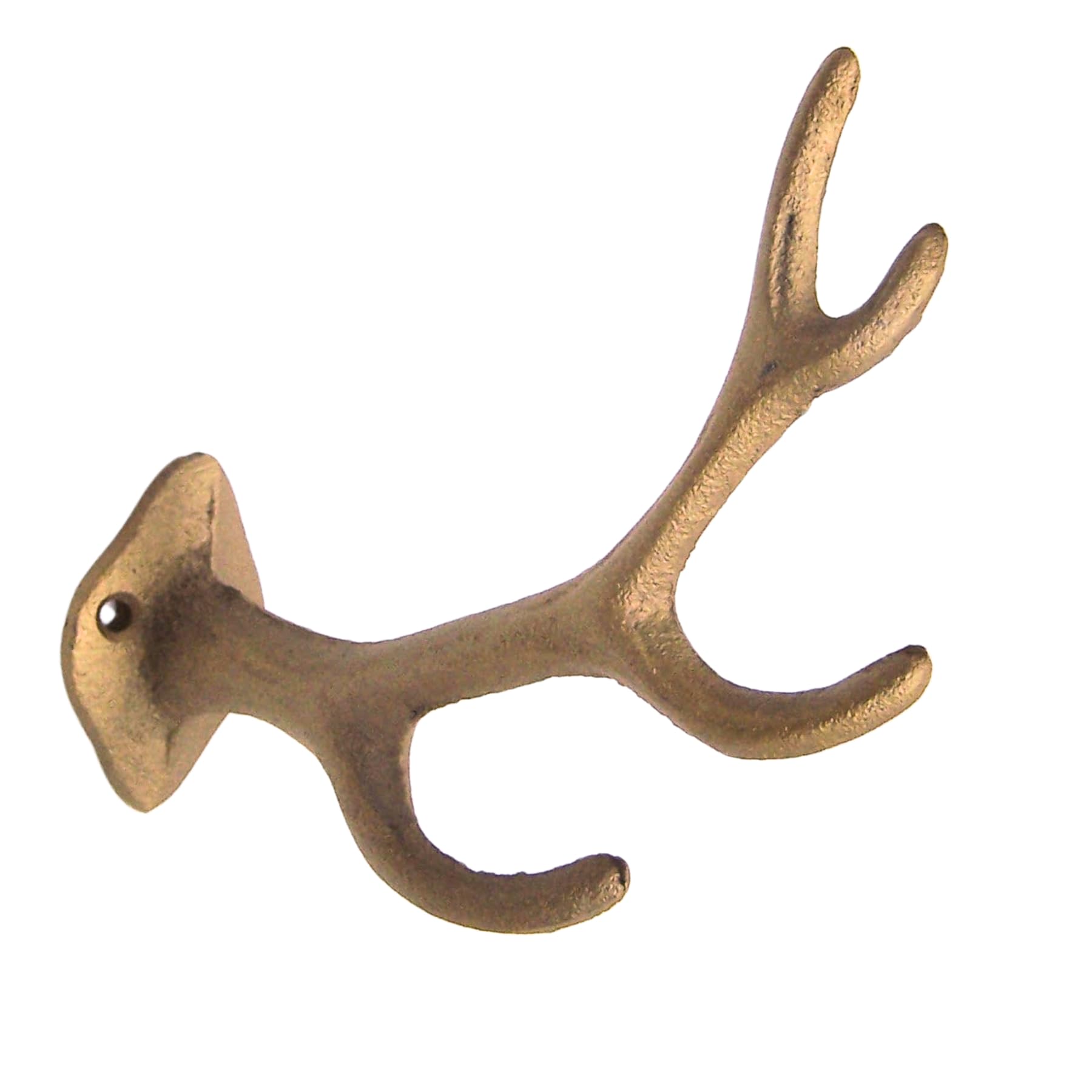 Wowser Antler Wall Hooks, Set of 3, Wall Mounted Decoration, Rustic Decor, 5.5 Inches (Gold Toned)