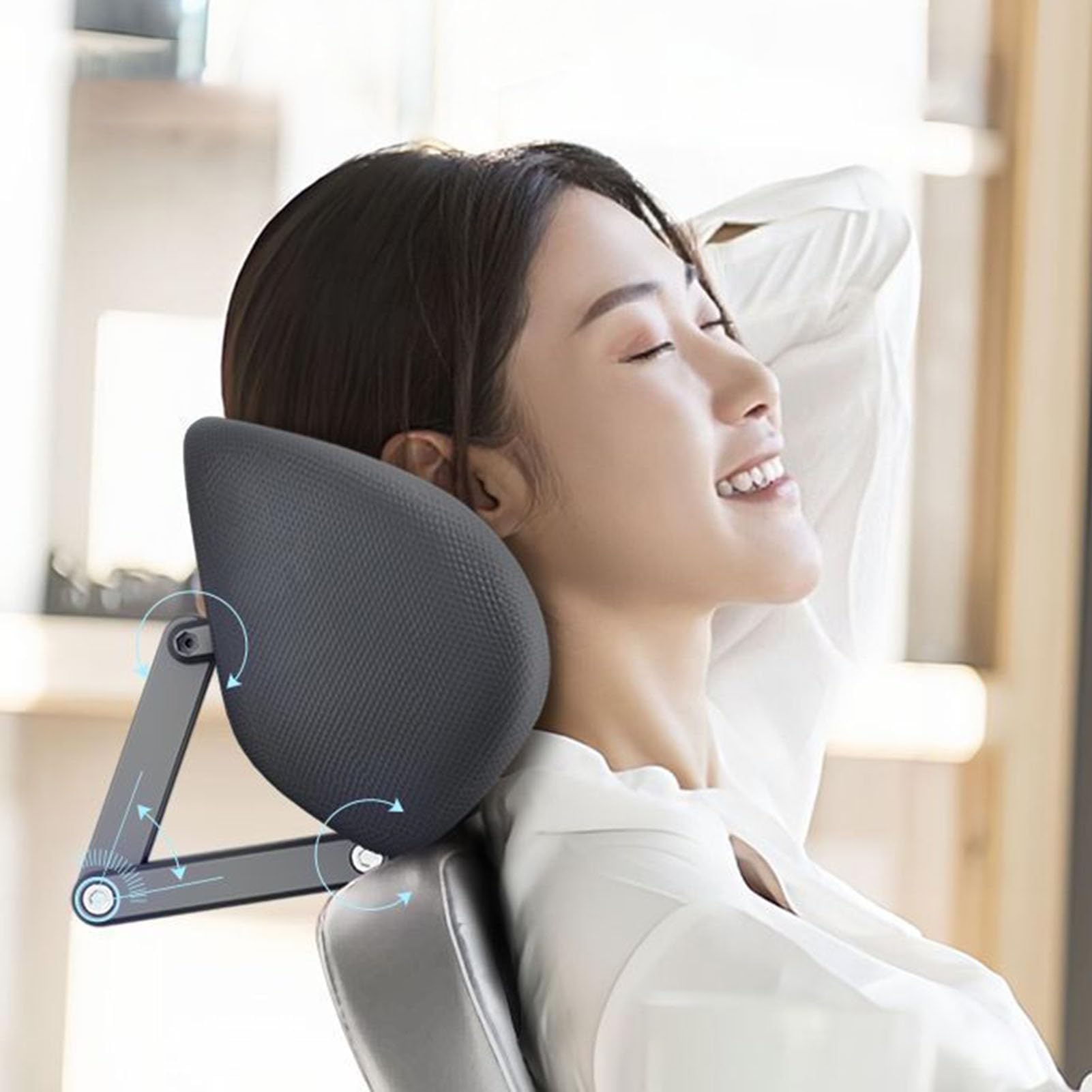 Upholstered Headrest for Ergonomic Office Chair Black Office Chair Headrest Attachment Universal Chair Head Support Cushion, Elastic Sponge Head Pillow Adjustable Height and Angle