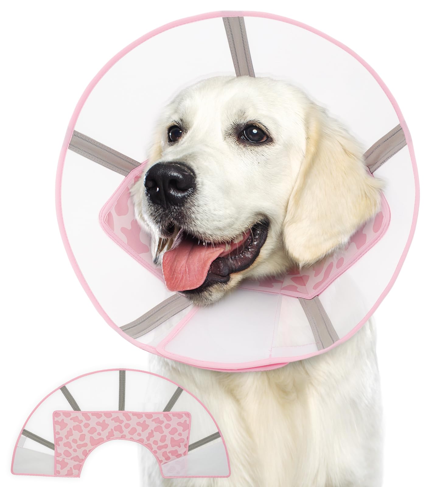 Soft Dog Cone Collar, Breathable Dog Cones for Large Medium Small Dogs, Comfortable Elizabethan Collar for Dogs After Surgery, Adjustable Dog Recovery E-Collars to Stop Licking