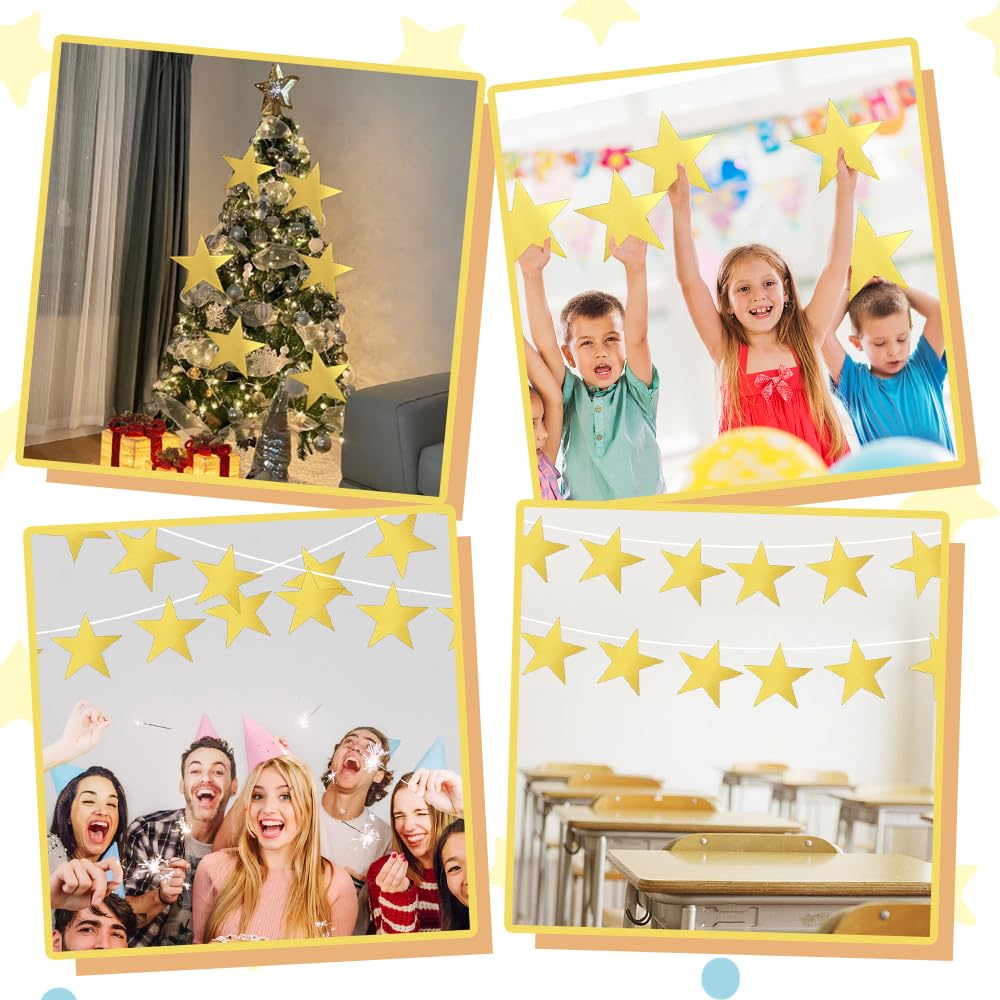 Star Cutouts, 11Inch Gold Star Cutouts, 24Pcs Double Printed Star Cardboard Cutout, Glitter Large Paper Star Decorations for Graduation Classroom Wall Wedding Movie Night Bulletin Board Party Supplies