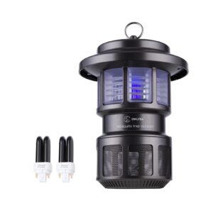 owltra omt-l20 indoor & outdoor electric insect trap, catcher & killer lamp for mosquitoes, biting flies, wasps, moths, sink bugs, no-see-ums and more with light attraction and fan suction, gray